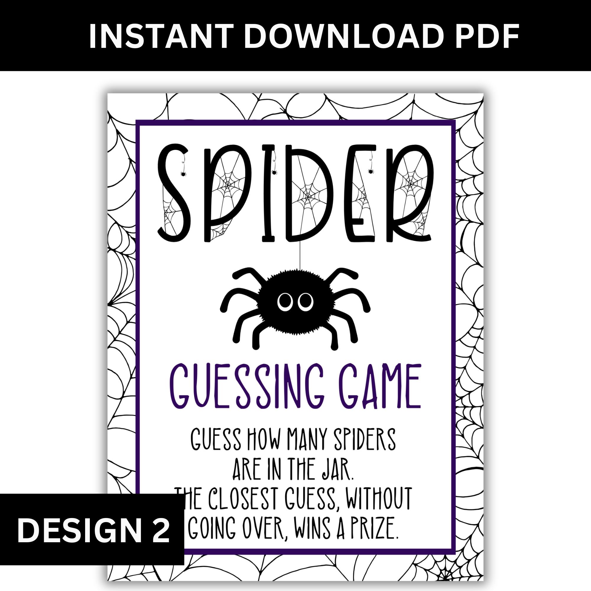 Halloween Spider Guessing Game: Printable Party Activity (instant ...