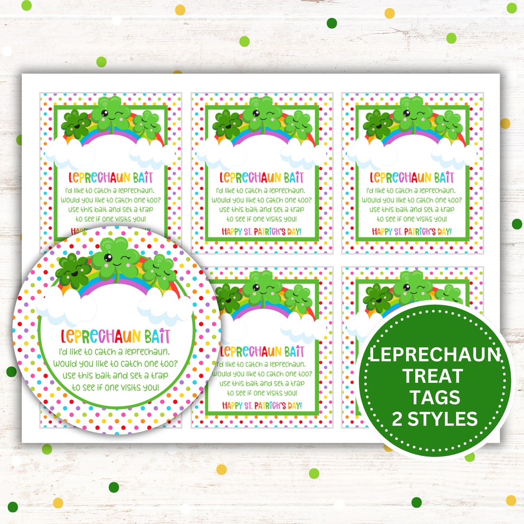 Leprechaun Bait Gift Tags, Printable St. Patrick's Day Treat Labels ...