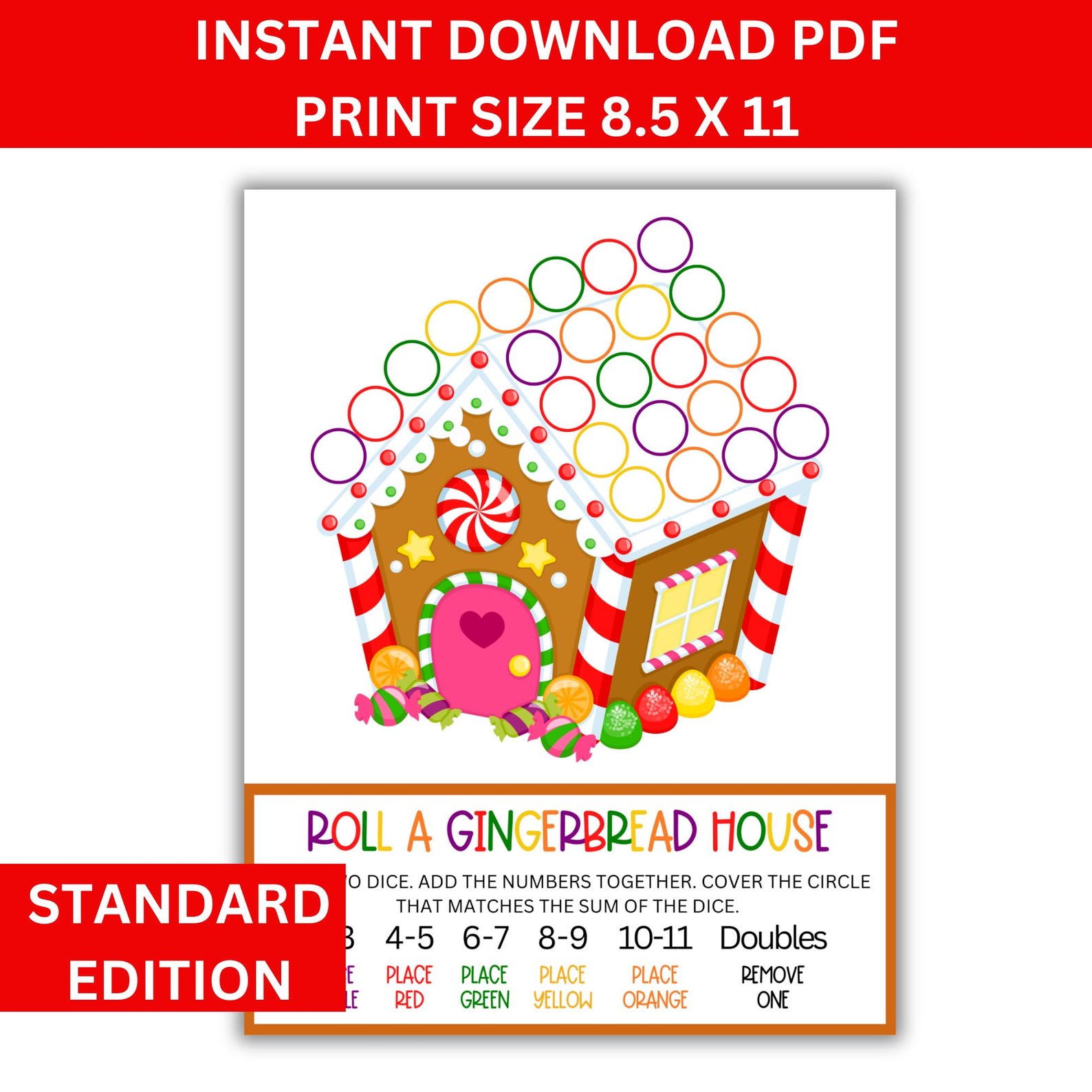 Roll a Gingerbread House Printable, Christmas Party Game, Holiday ...