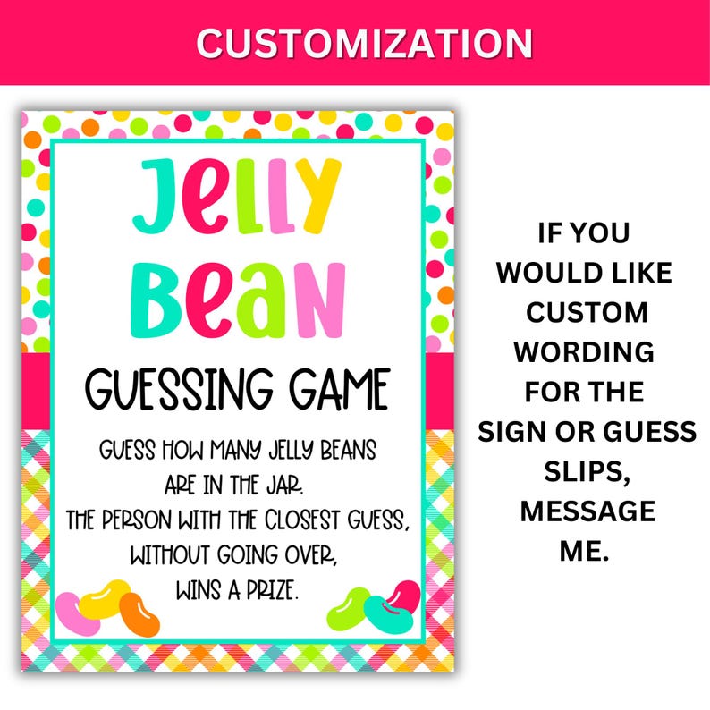 Jelly Bean Guessing Game Printable: Easter, Baby Shower, Classroom (PDF ...