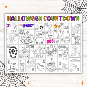 Halloween Countdown Coloring Printable | 31-day Countdown | Instant ...