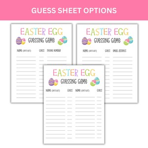 Easter Egg Guessing Game: Printable Party Activity (instant Download ...