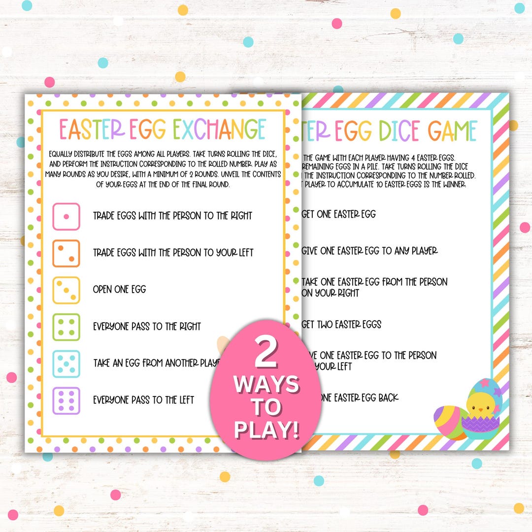 Easter Egg Exchange Dice Game: Fun Easter Activity (instant Download ...