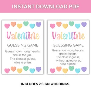 Valentine Guessing Game | Guess the Hearts in the Jar | Printable ...