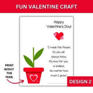 Valentine Handprint Craft for Kids, Flower Poem, Fun Valentine Activity ...