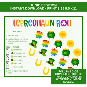 Leprechaun Roll St. Patrick's Day Game, Kids St. Patrick's Day Math ...