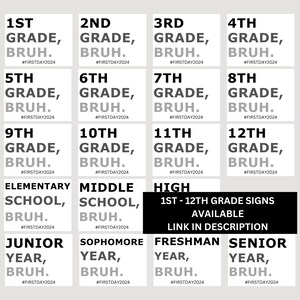First Day of 1st Grade Bruh Printable 1st Day 1st Grade School Sign ...