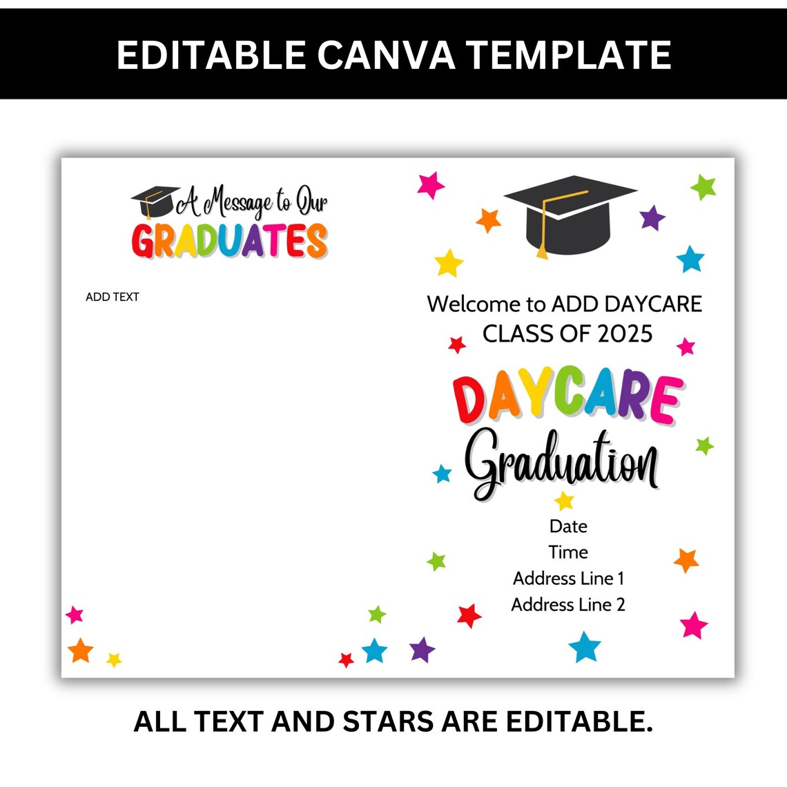 Daycare Graduation Ceremony Program: Editable Canva Template - Etsy