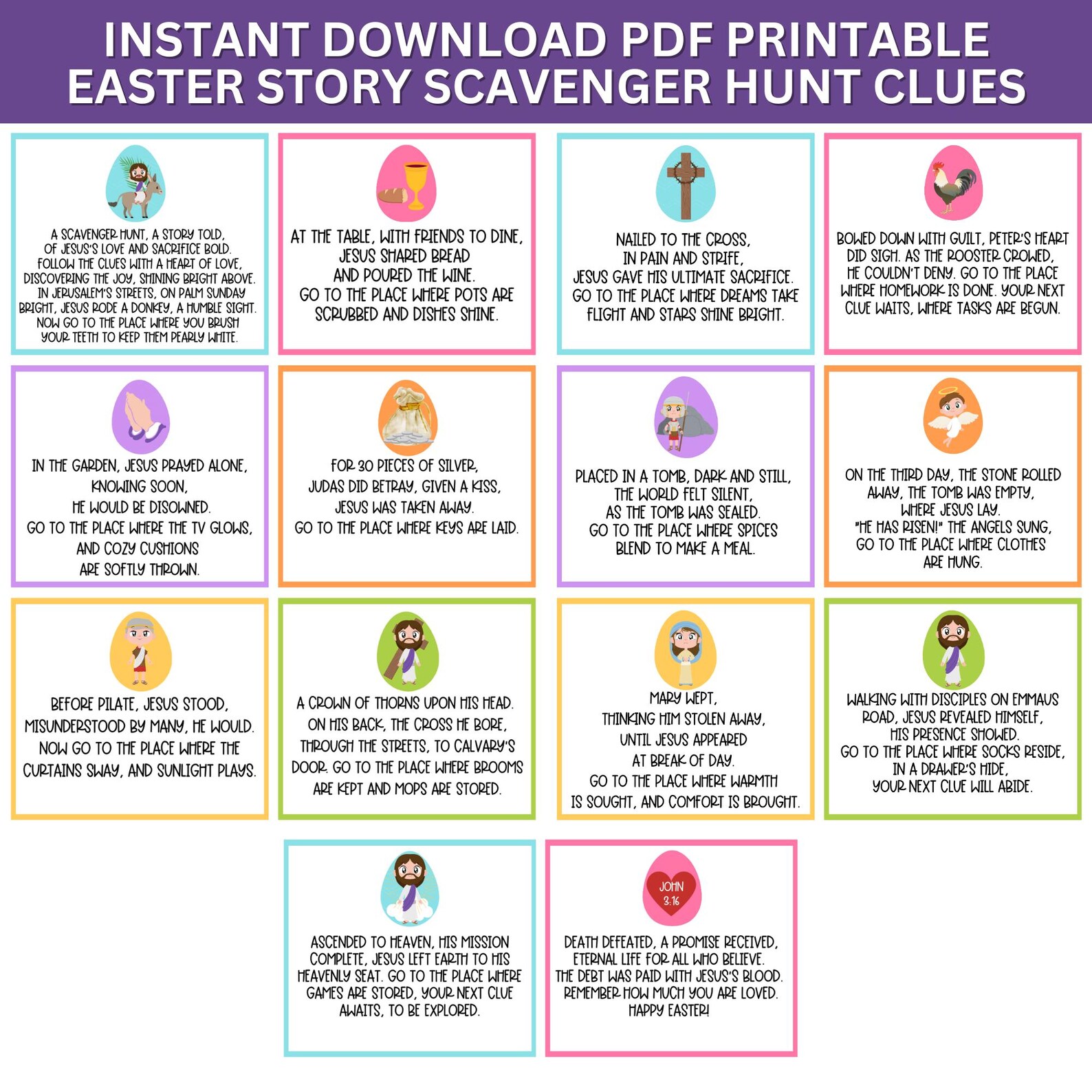 Easter Story Scavenger Hunt | Printable and Editable | Christ-centered ...