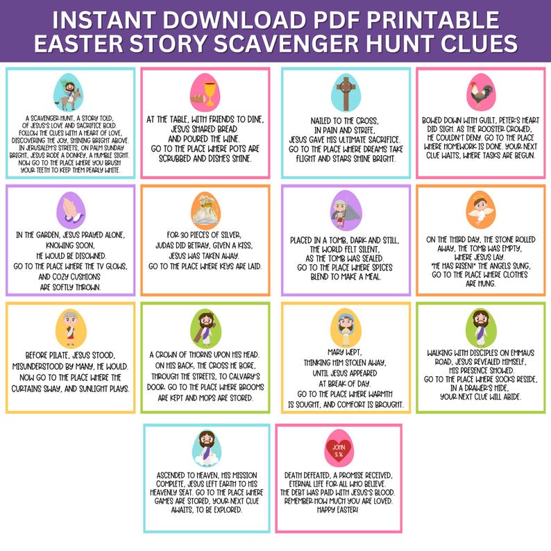 Easter Story Scavenger Hunt | Printable and Editable | Christ-centered ...