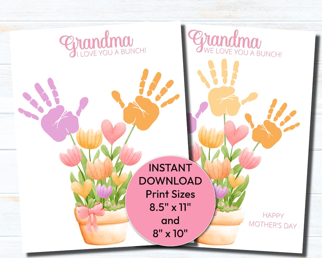 Mother's Day Handprint, Mother's Day Gift Grandma, Flower Handprint ...