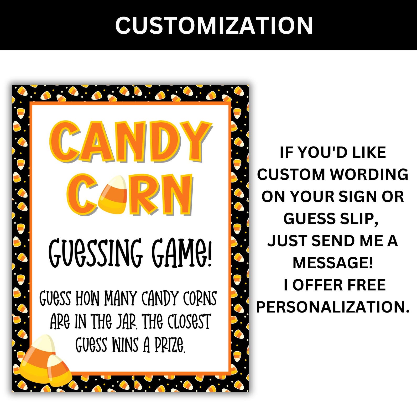 Candy Corn Guessing Game: Halloween Party, Classroom (instant PDF ...
