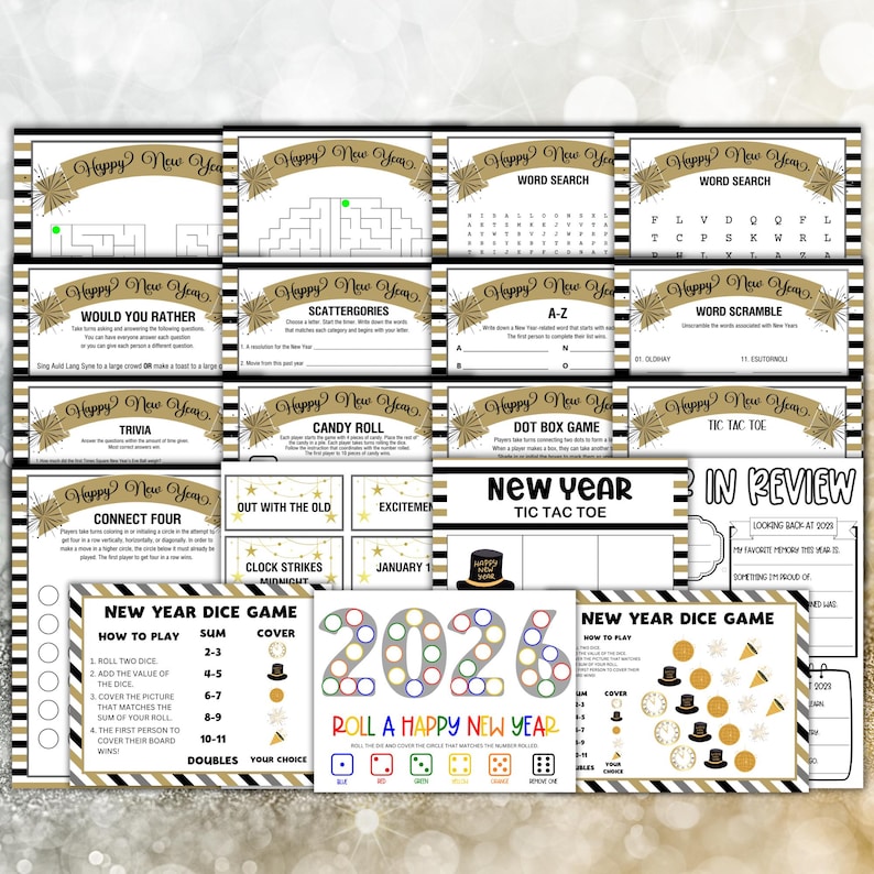 Kids New Year Game Bundle – Printable 2026 Party Games for Kids - Etsy