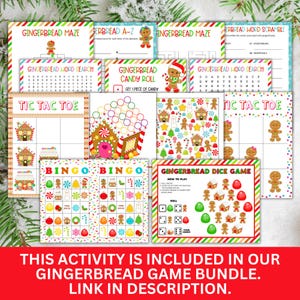 Gingerbread Dice Game Printable - Holiday Activity for Kids - Instant ...