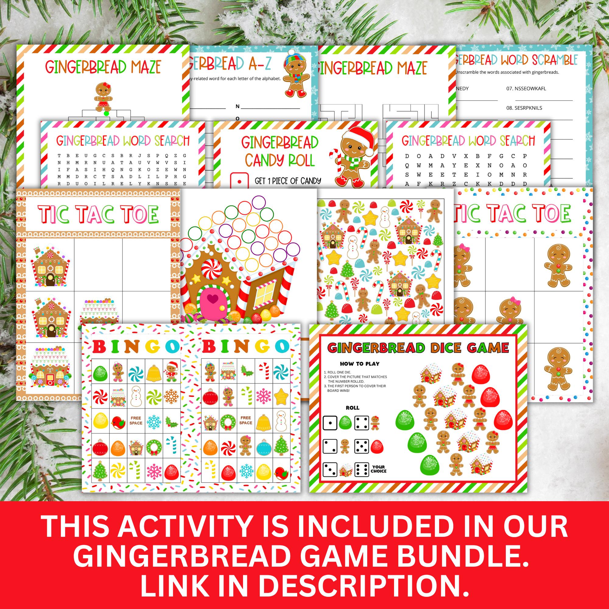 Gingerbread Dice Game Printable - Holiday Activity for Kids - Instant ...
