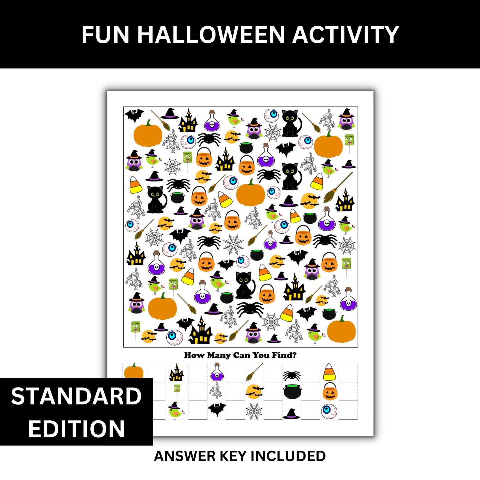 Halloween I Spy Game Printable: Kids Activity, Junior & Standard ...