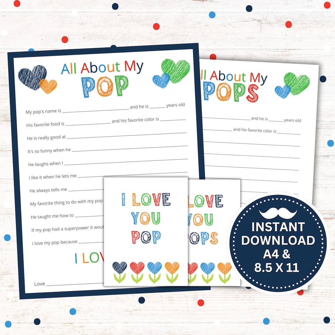 All About My Pops Printable – Fill-in Keepsake Card (instant Download ...