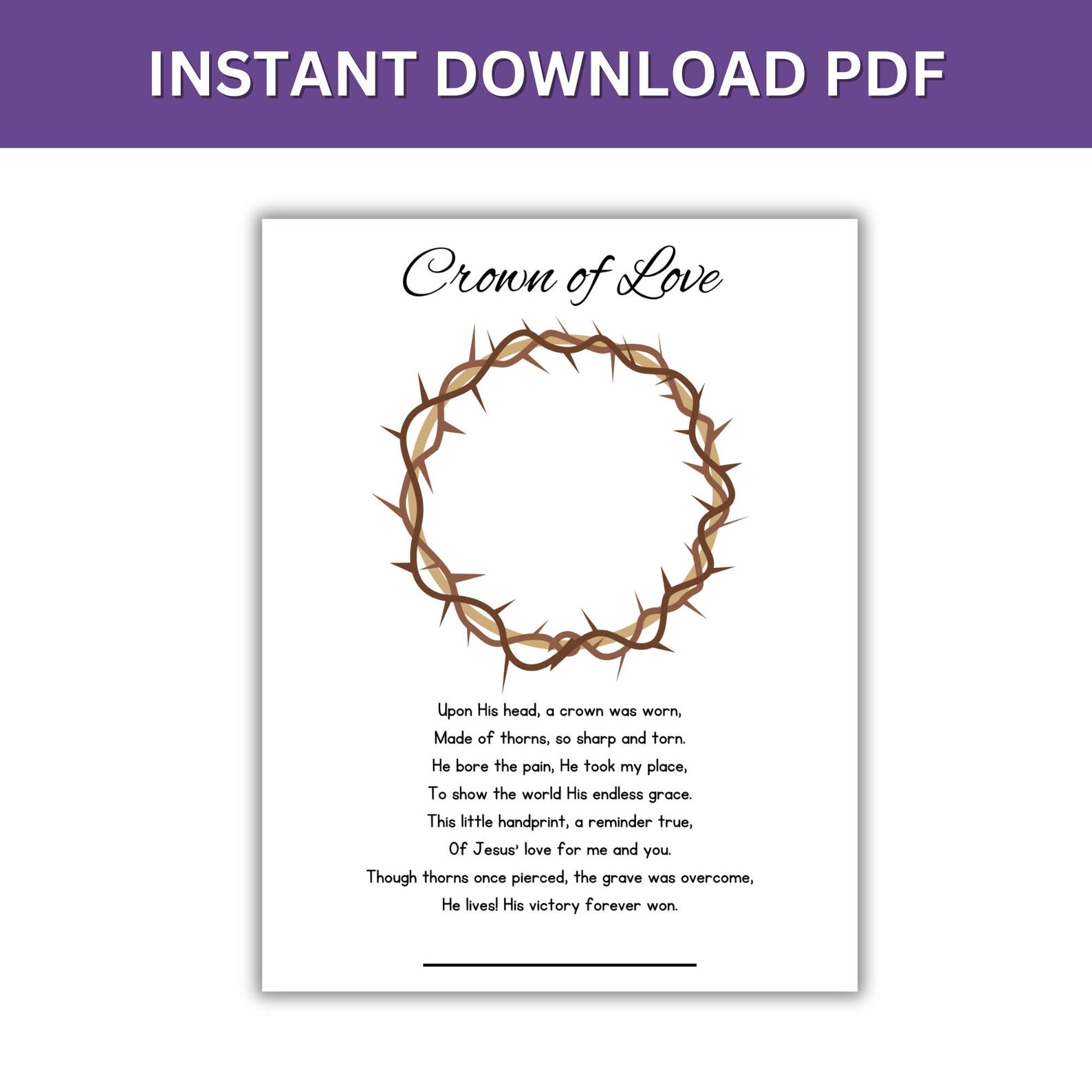 Crown of Thorns Poem Handprint | Christian Easter Printable | PDF, 8x10 ...