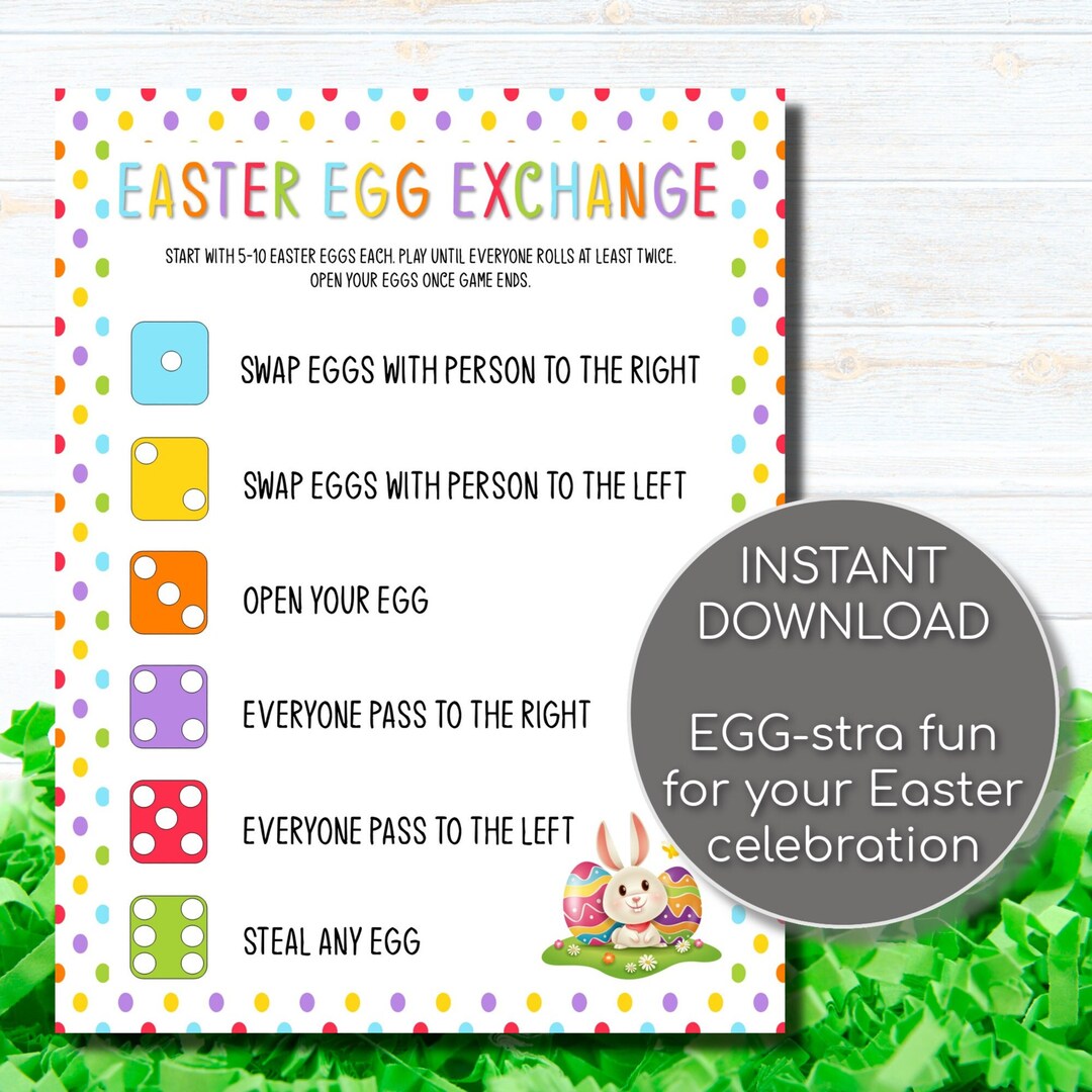 Easter Egg Exchange Game, Printable Easter Games, Easter Activities for ...