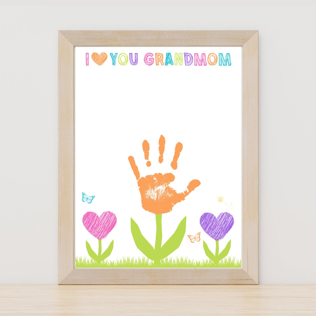 Mother's Day Handprint Flower Craft, Gift for Grandma Grandmom ...