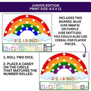 Printable Kid Games, Roll A Rainbow, Party, Family Game Night, Instant ...