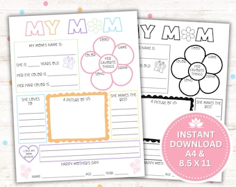 All About My Mom or Grandma Questions, Mother's Day Kids Interview Gift ...