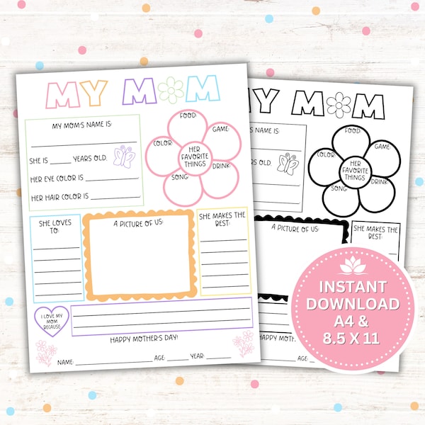 All About Me Poster Printable Worksheet Back to School Template First ...