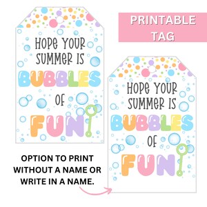Hope Your Summer is Bubbles of Fun Gift Tag | Printable & Editable ...