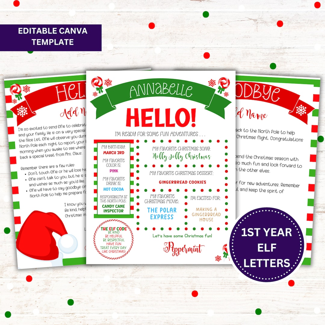 Editable Elf Arrival and Departure Letter Set, First Year Elf Letter ...
