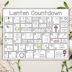 Lenten Coloring Countdown | 40-day Lent Printable | Christian Lent ...