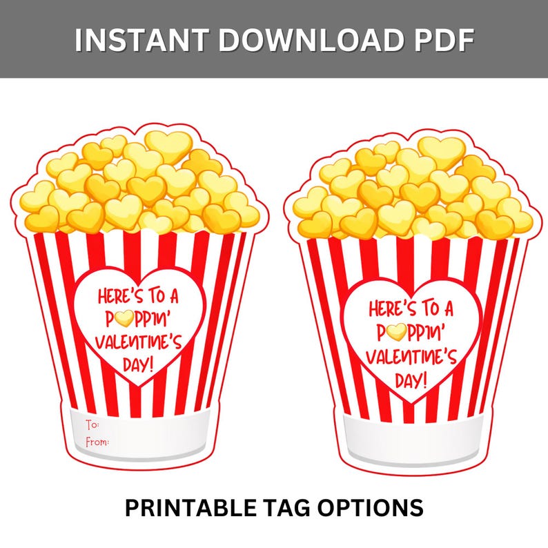 Have a Poppin Valentine Tag | Printable Popcorn Valentine | Editable ...