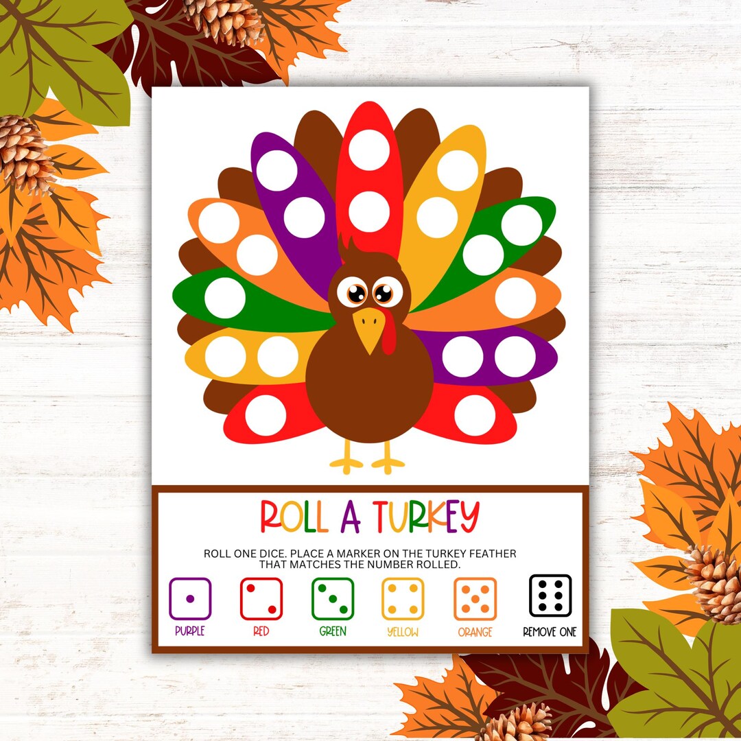 Roll a Turkey, Printable Thanksgiving Games - Instant Download - Etsy ...