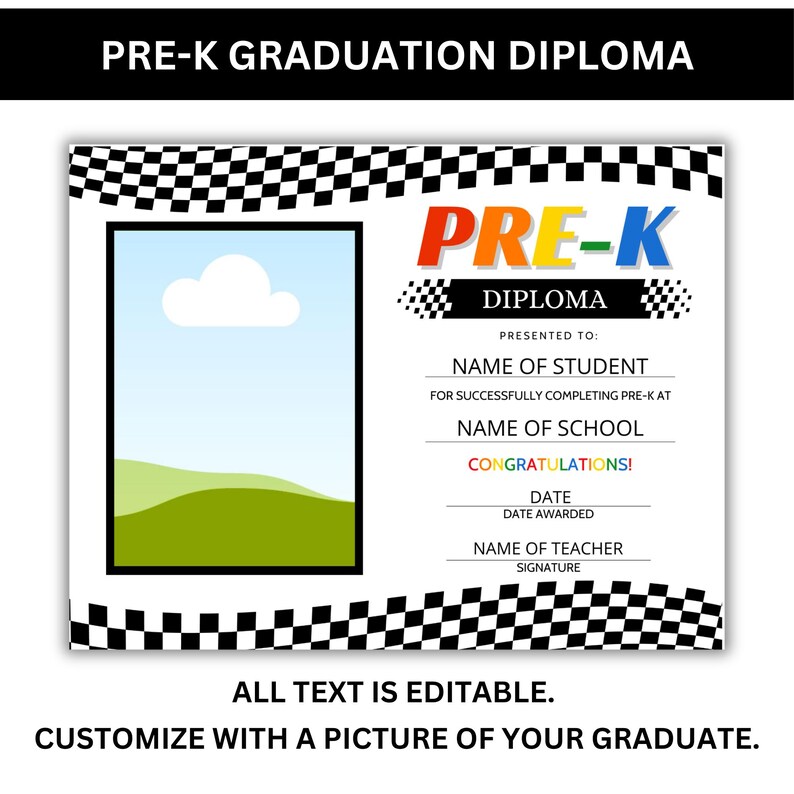 Editable Pre-k Graduation Bundle: Race Theme Invitation, Program ...