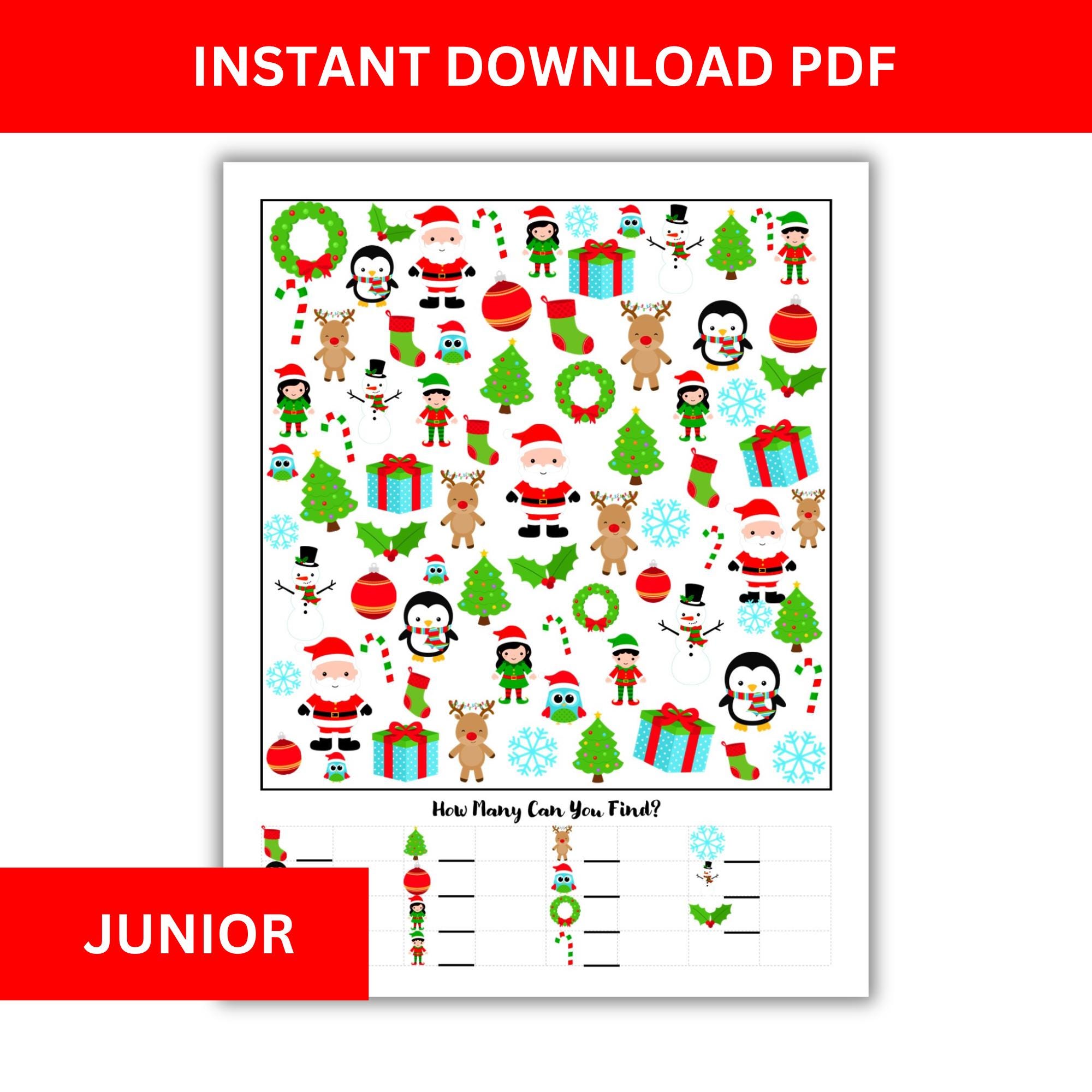 Christmas I Spy Game Printable: Holiday Party Activity (instant ...