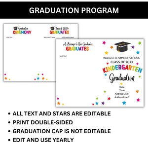 Kindergarten Graduation Bundle - Editable Canva Templates - Program ...