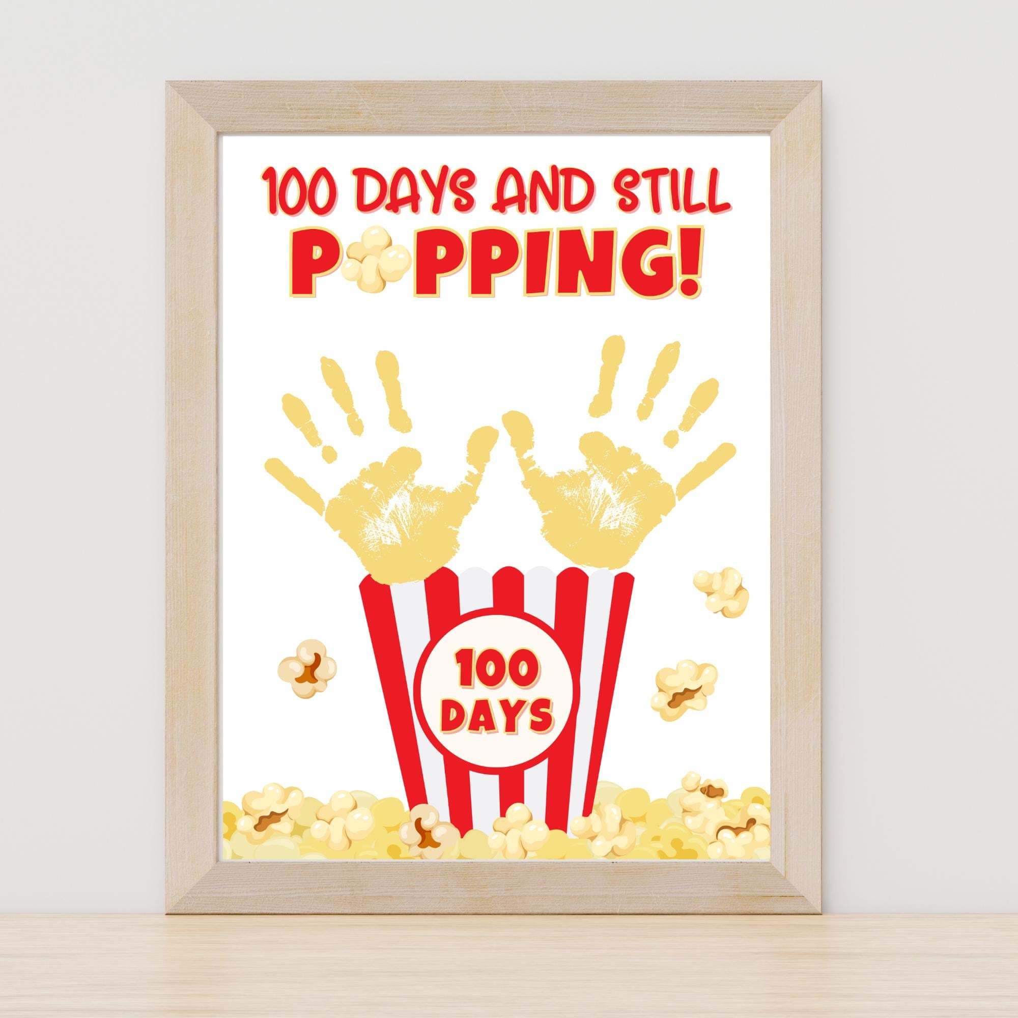 100th Day of School Handprint Craft | Popcorn Handprint Printable ...