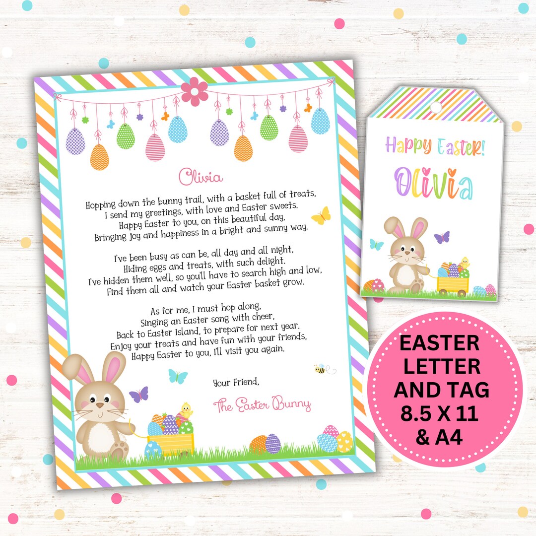 Editable Easter Bunny Letter, Printable Easter Bunny Letter, Editable ...