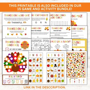 Printable Thanksgiving Game - Instant Download - Etsy