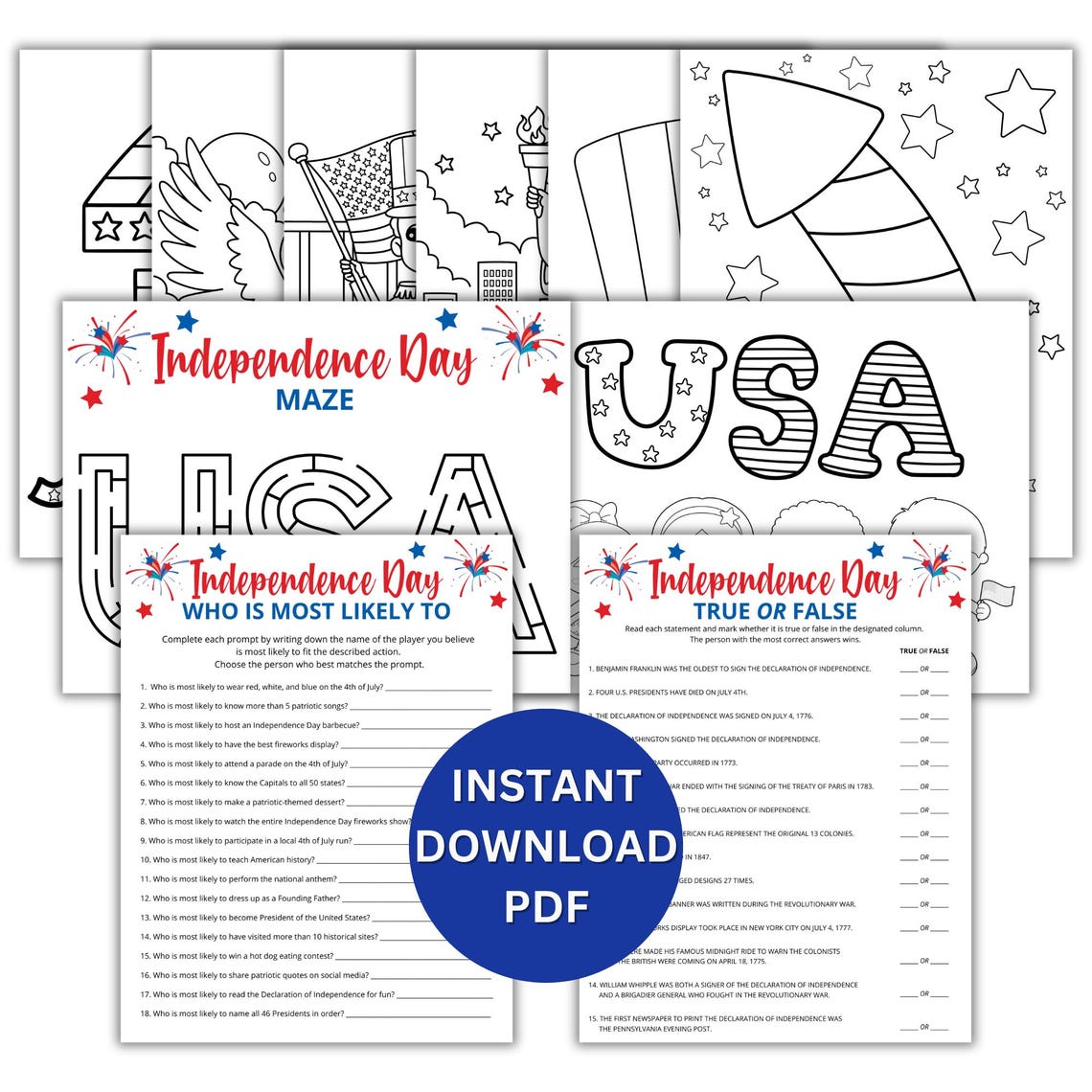 Independence Day Game Bundle: 40 Patriotic Party Activities (PDF) - Etsy
