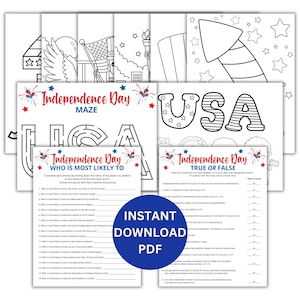 Independence Day Game Bundle: 40 Patriotic Party Activities (PDF) - Etsy
