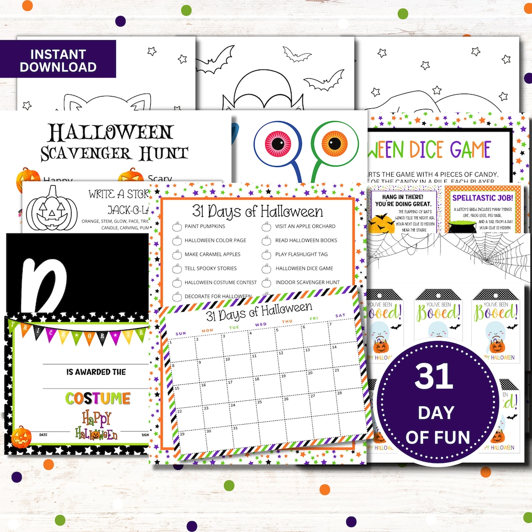 31 Days of Halloween Printable Halloween Bucket List - Etsy