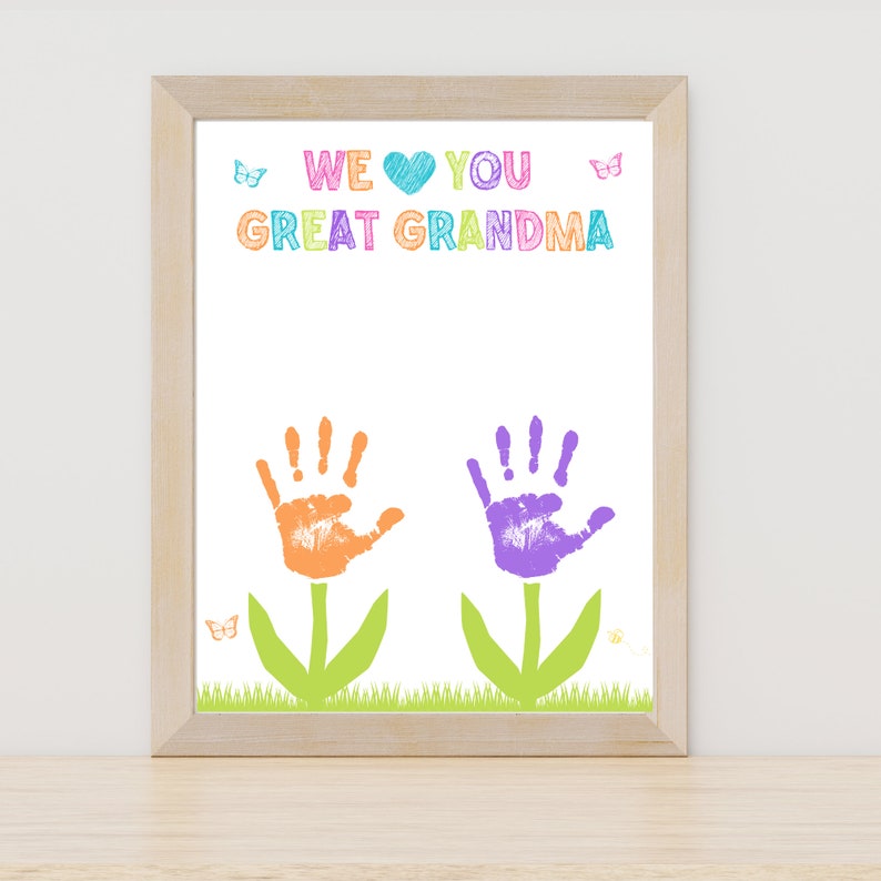 Mother's Day Flower Handprint Craft, Gift for Grandma, Kids Handprint ...