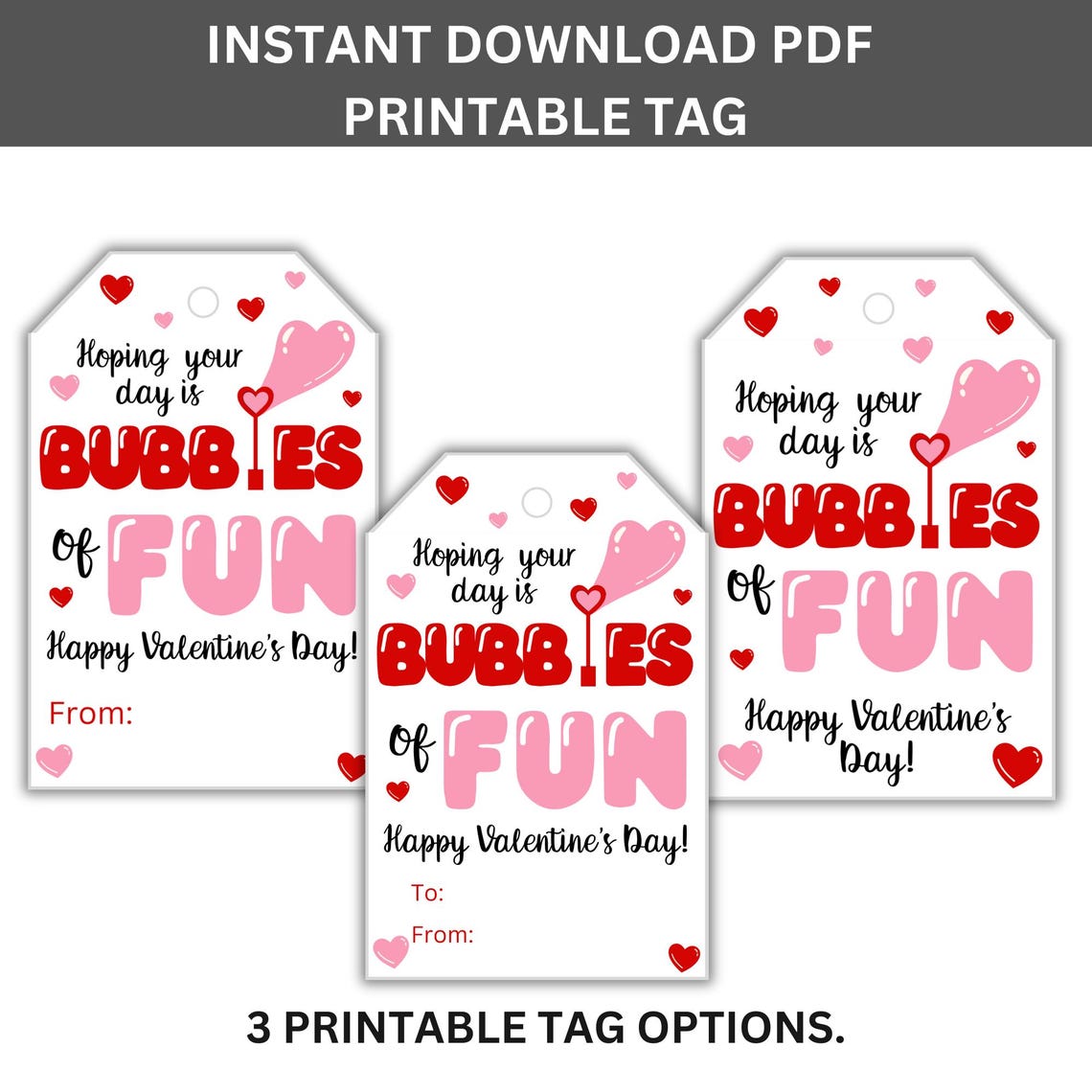 Bubbles Valentine Tag Printable | Bubble Valentine Gift for Kids - Etsy