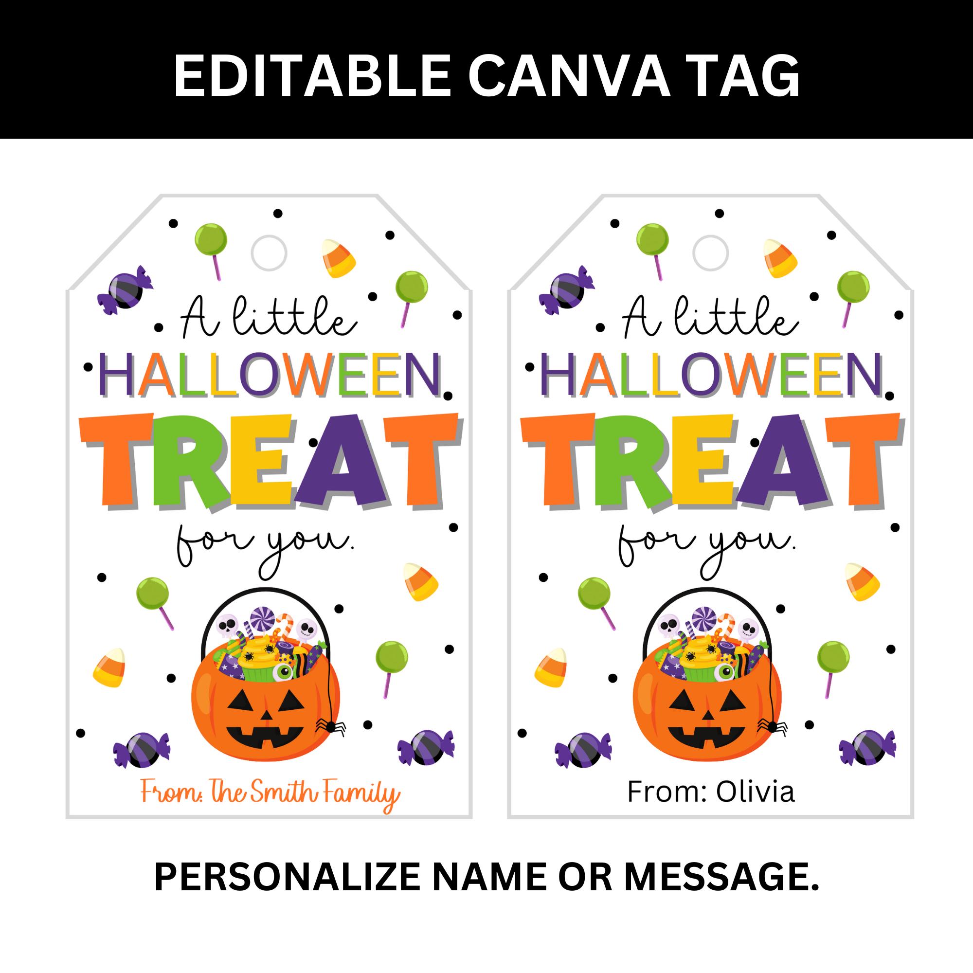Editable Halloween Treat Tag: Printable Gift Tags (PDF & Canva) - Etsy