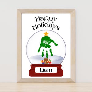 Snow Globe Handprint Printable, Christmas Tree Handprint Craft ...
