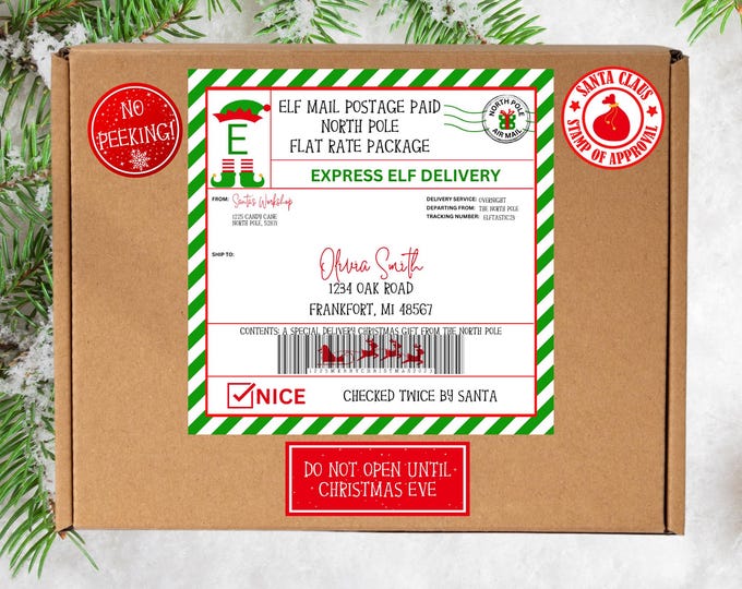 Sleigh Mail Label | Elf Mail | Elf Shipping Label | Christmas Elves ...