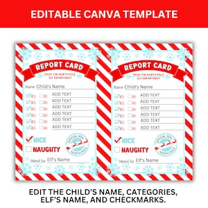 Editable Elf Report Card Christmas Elf Report Printable Instant ...