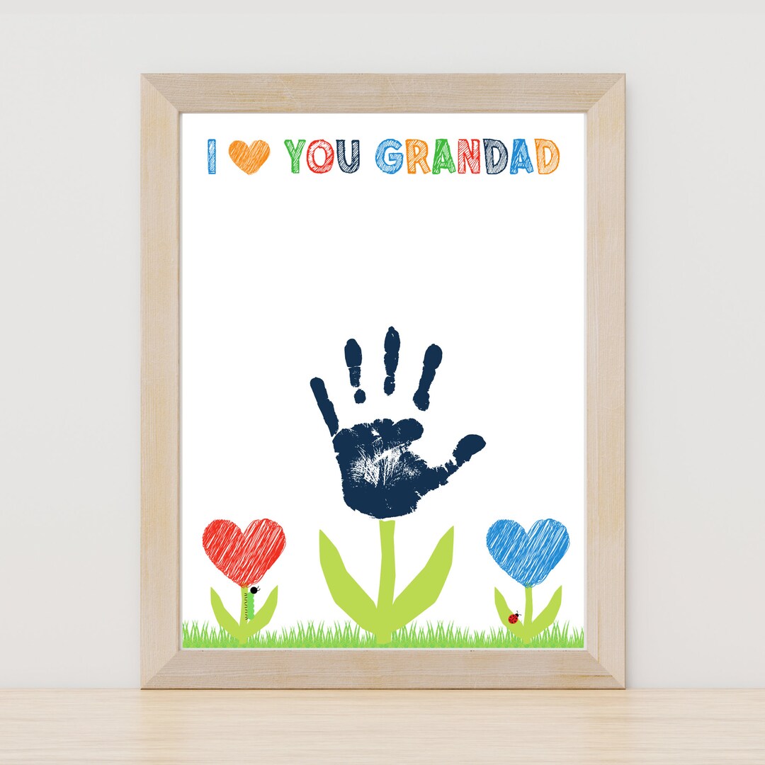Handprint Flower Printable: Grandad Gift, Father's Day Craft (instant ...