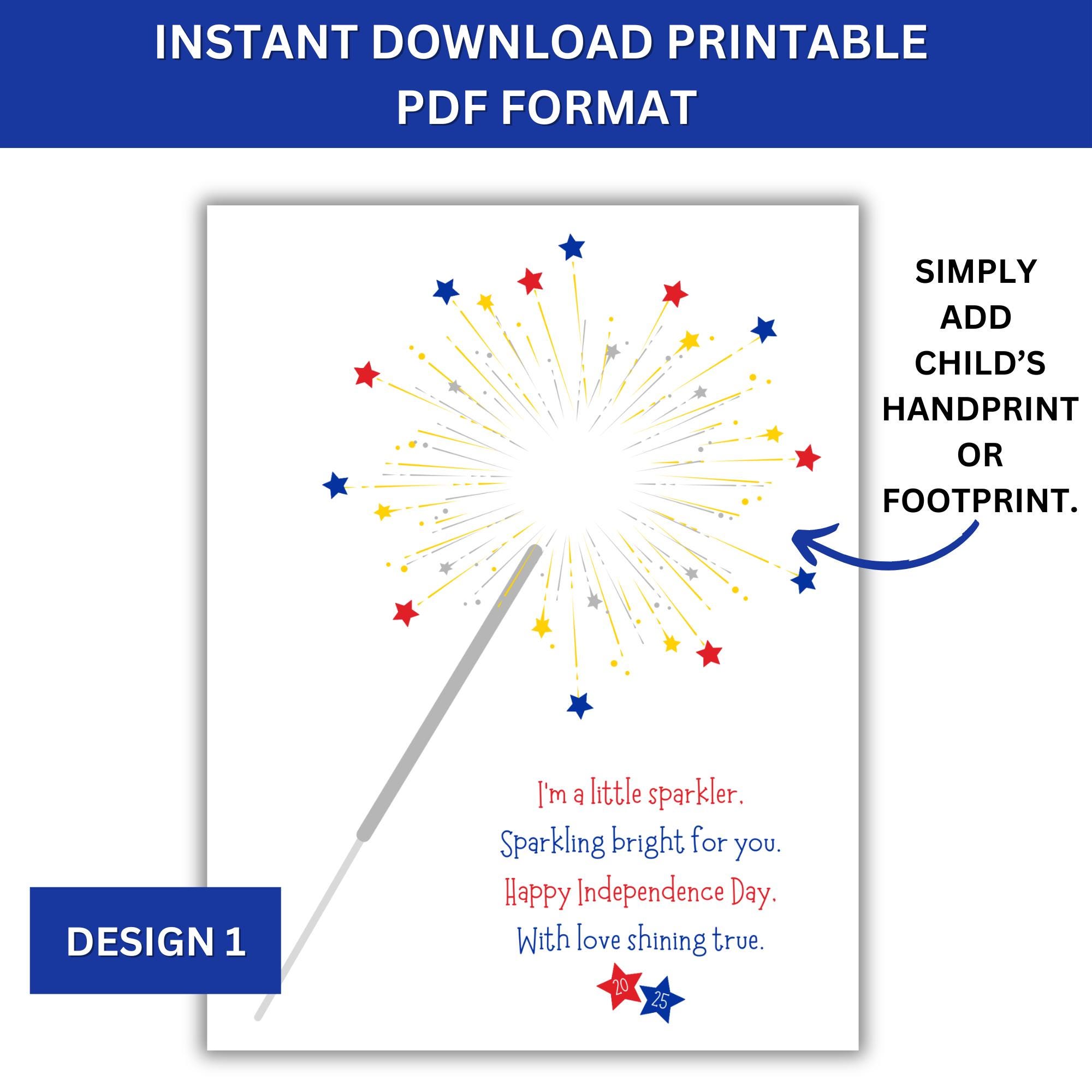 Sparkler Handprint Craft Printable | 4th of July Kids Poem Activity ...