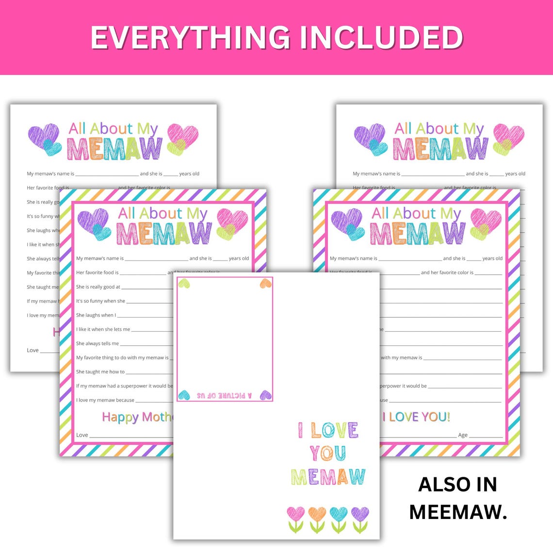 Meemaw Gift: All About My Meemaw Printable (PDF & JPG) - Etsy